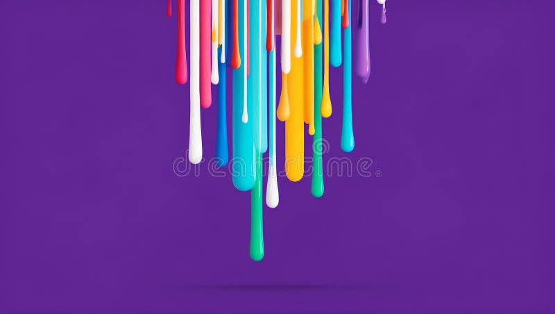 Flat Aesthetic Linear Dripping Multicolor Paint on Pur Ai Generated ...