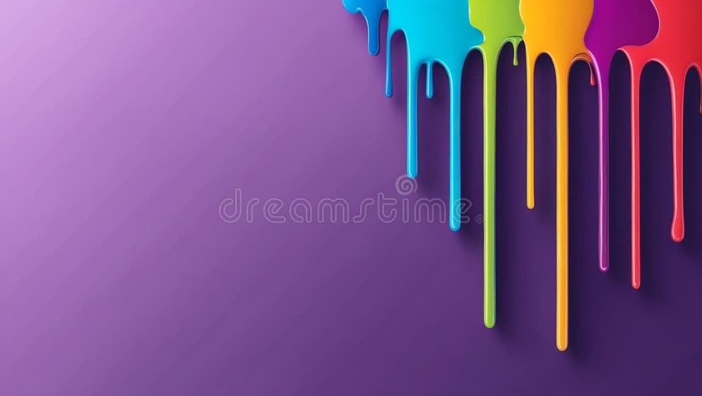 Flat Aesthetic Linear Dripping Multicolor Paint on Pur Ai Generated ...