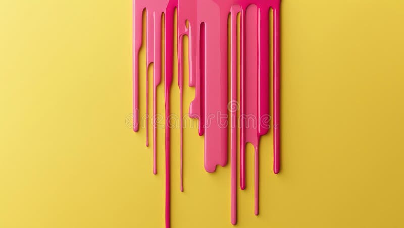 Flat Aesthetic Linear Dripping Pink Paint on Yellow Ba Ai Generated ...