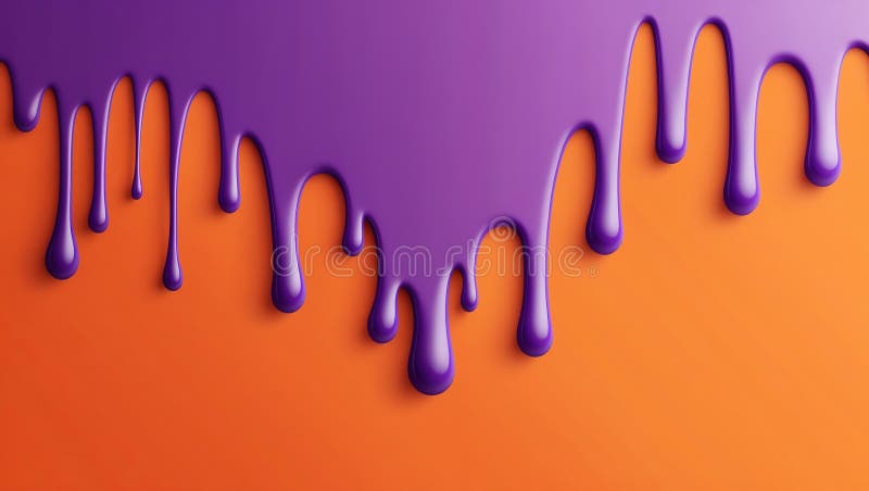 Flat Aesthetic Linear Dripping Purple Paint on Orange Ai Generated ...