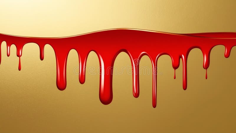 Flat Aesthetic Linear Dripping Red Paint on Gold Backg Ai Generated ...