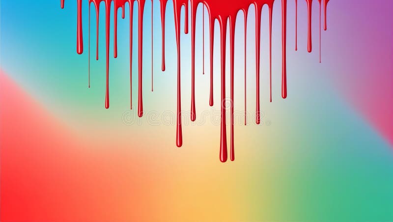 Flat Aesthetic Linear Dripping Red Paint on Multicolor Ai Generated ...