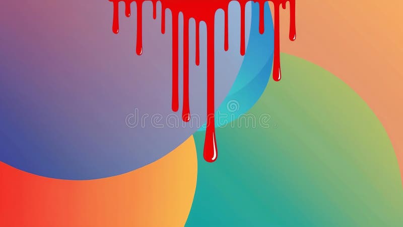 Flat Aesthetic Linear Dripping Red Paint on Multicolor Ai Generated ...