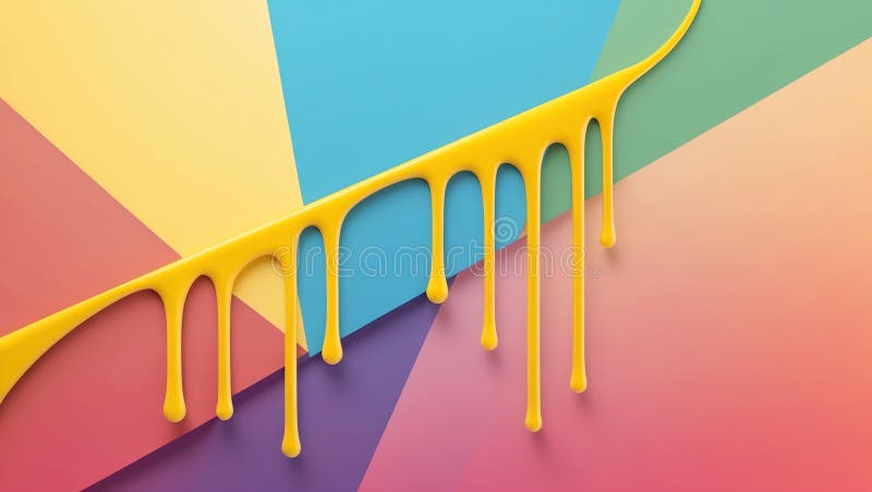 Flat Aesthetic Linear Dripping Yellow Paint on Multico Ai Generated ...