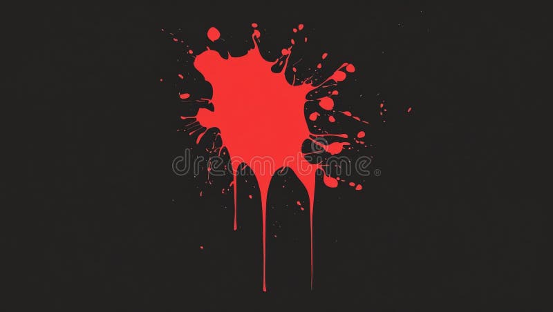 Flat Aesthetic Single Red Paint Splat Isolated on Blac Ai Generated ...