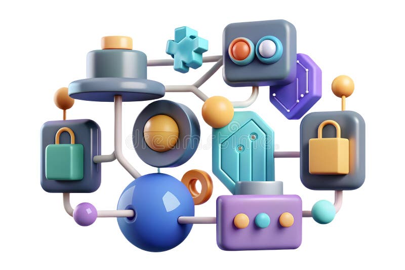Flat Ai Driven Data Flow Elements Concept As Abstract Elements Featuring Dynamic Data Streams