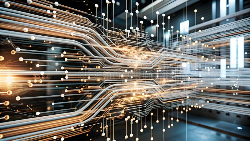 Flat Ai Driven Data Flow Elements Concept As Abstract Elements Featuring Dynamic Data Streams