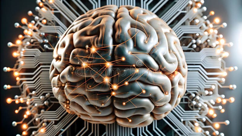 Flat AI Driven Digital Brain Elements Concept As Abstract Elements ...