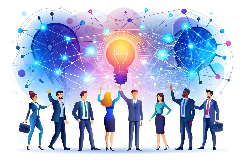 Flat AI Powered Creative Collaboration Concept As a Vibrant Abstract ...