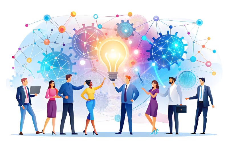 Flat AI Powered Creative Collaboration Concept As a Vibrant Abstract ...