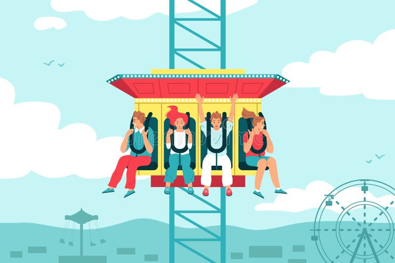 Flat Amusement Park stock vector. Illustration of teenager - 291051018