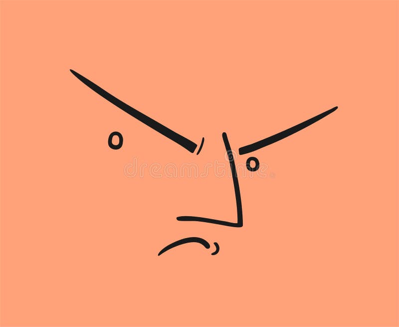 Flat angry expression draw stock vector. Illustration of furious ...