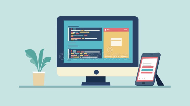 Flat Animation Of Web Development Coding And App Design With Code 9590