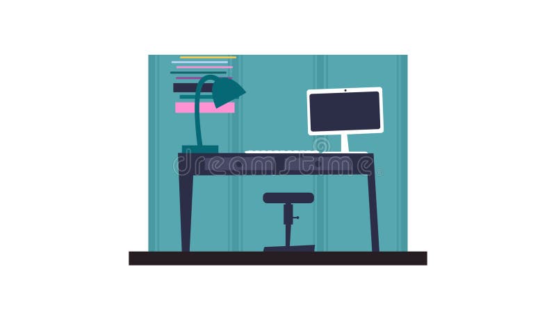 Flat Animation Workplace Remote Learning. 2d Motion Stock Video - Video ...