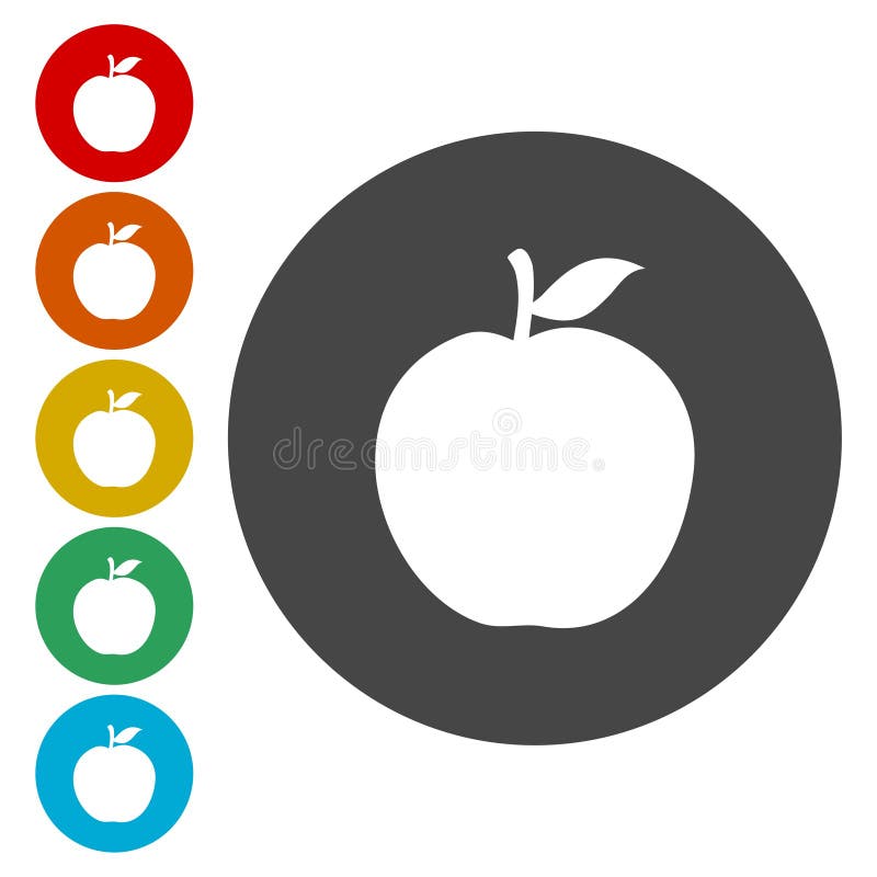 Flat Apple icon in circle stock vector. Illustration of natural - 130602877