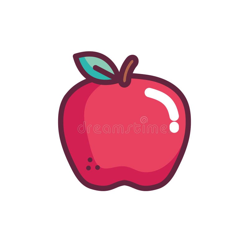 Fresh Red Apple Outline Vector Illustration Stock Illustration ...