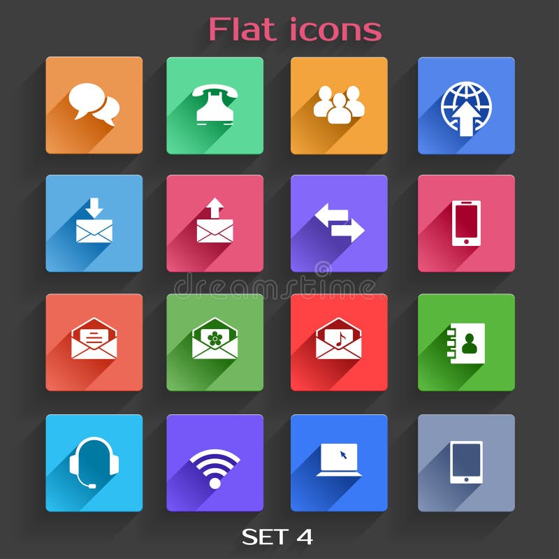 Flat Application Icons Set stock vector. Illustration of internet ...