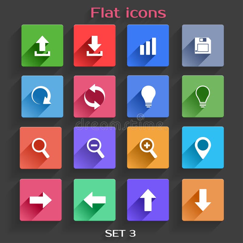 Flat Application Icons Set stock vector. Illustration of internet ...