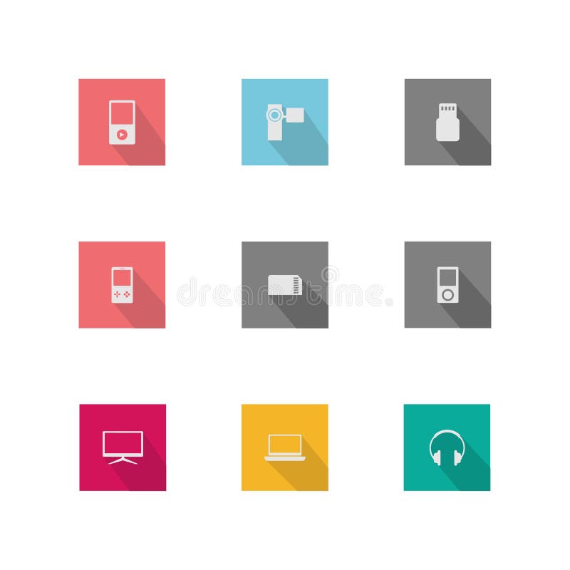 Flat Apps Icon Square Shape with Long Shadow Style Stock Vector ...