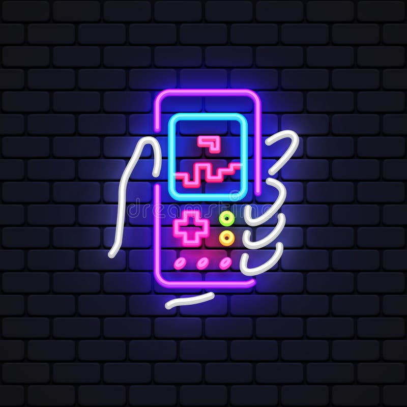Flat Arcade Game Neon for Game Design. Vector Illustration Stock Vector ...