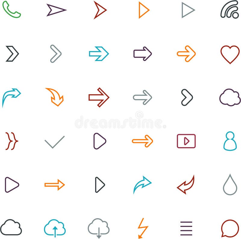 Flat arrow icons. stock vector. Illustration of panel - 32613304