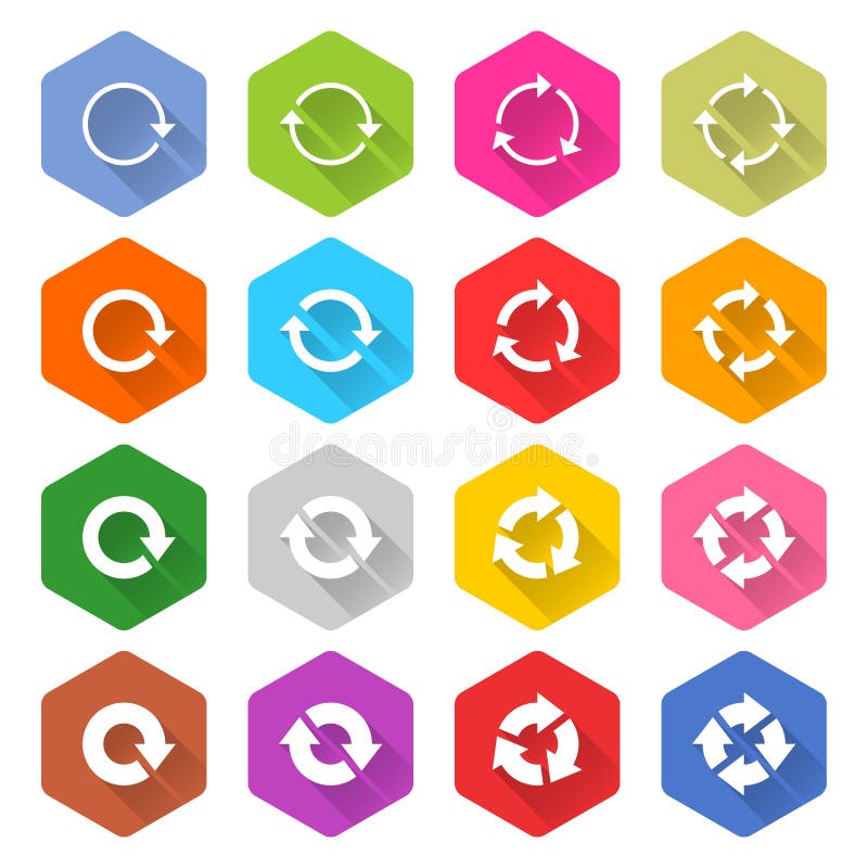 Flat Arrow Reload Icon Hexagon Web Button Stock Vector - Illustration ...