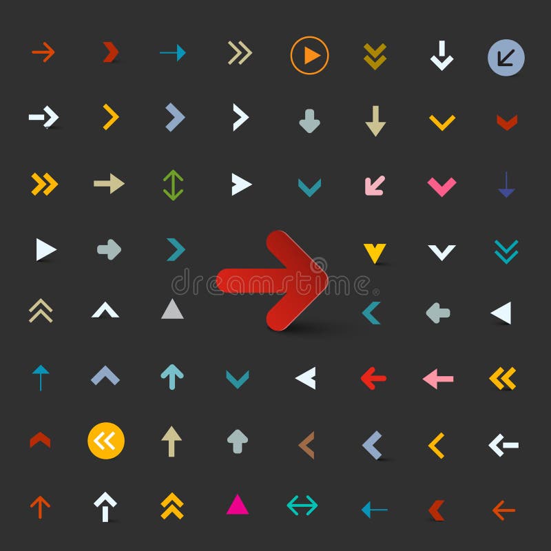 Flat Arrows Set. Colorful Ector Arrow Collection Stock Vector ...