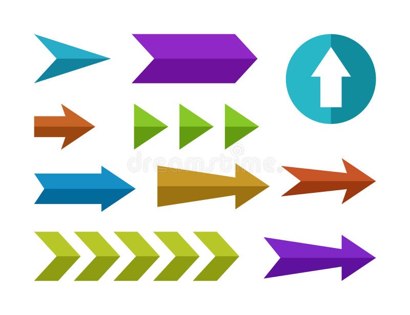 Flat arrows set stock vector. Illustration of sign, direction - 113491693