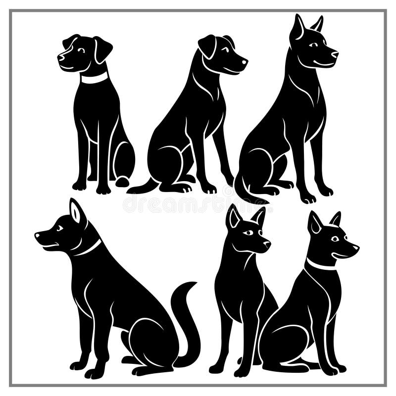 Flat Art of Dog Vector Silhouettes Design and Pet Dog Shape Like Wild ...