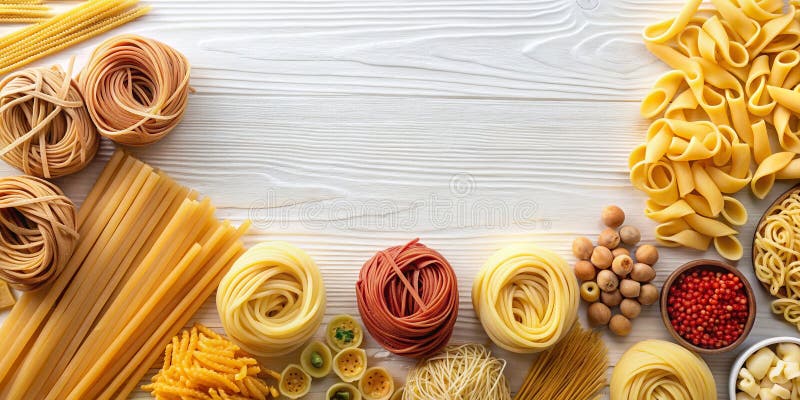 Flat Art Featuring Various Types of Pasta and Spaghetti the Scene is ...
