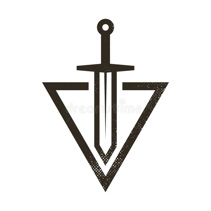 Flat Art Simple Vintage Sign of Sword in Triangle Stock Illustration ...