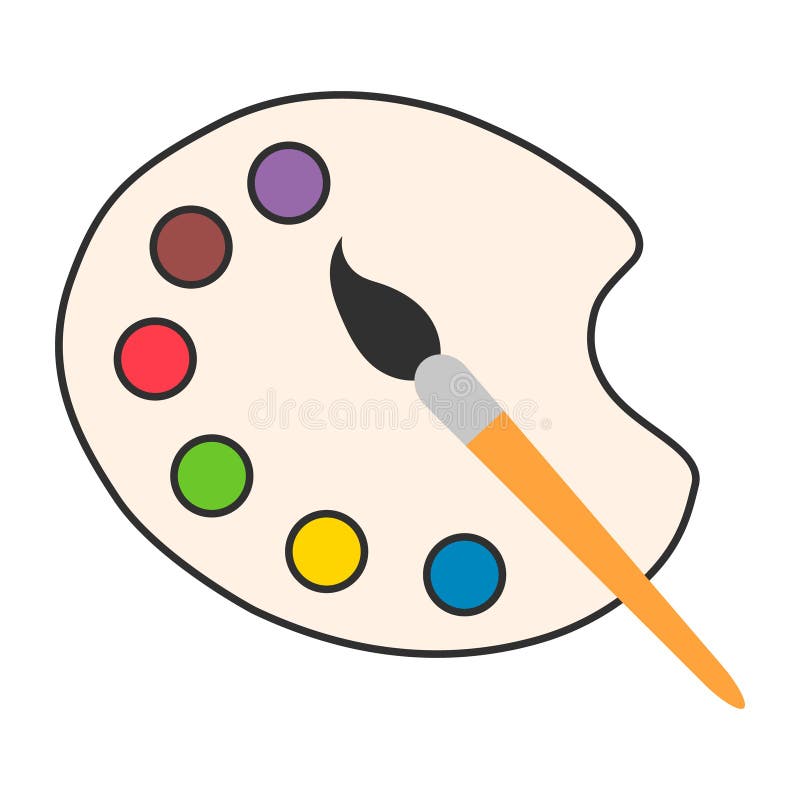 Flat Art Tool Palette with Paints Color, Artist Web Design Graphic ...
