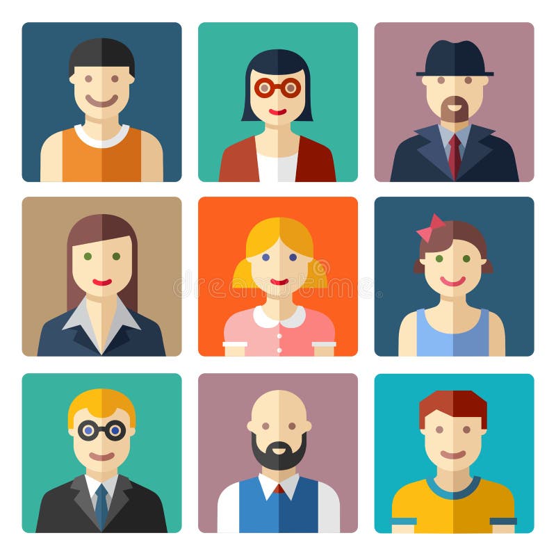 Flat Avatar Icons, Faces, People Icons Stock Vector - Illustration of ...