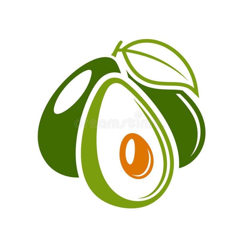 Set of Fresh Avocado Icons Isolated on White Background Stock Vector ...