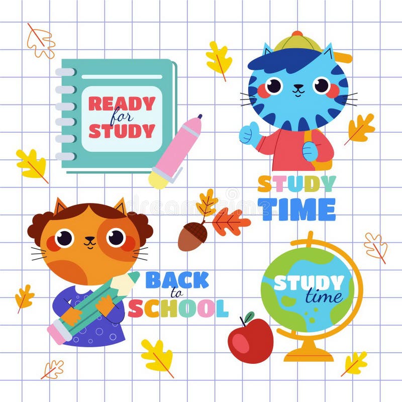 Flat Back School Vector Design Labels Collection Stock Vector ...