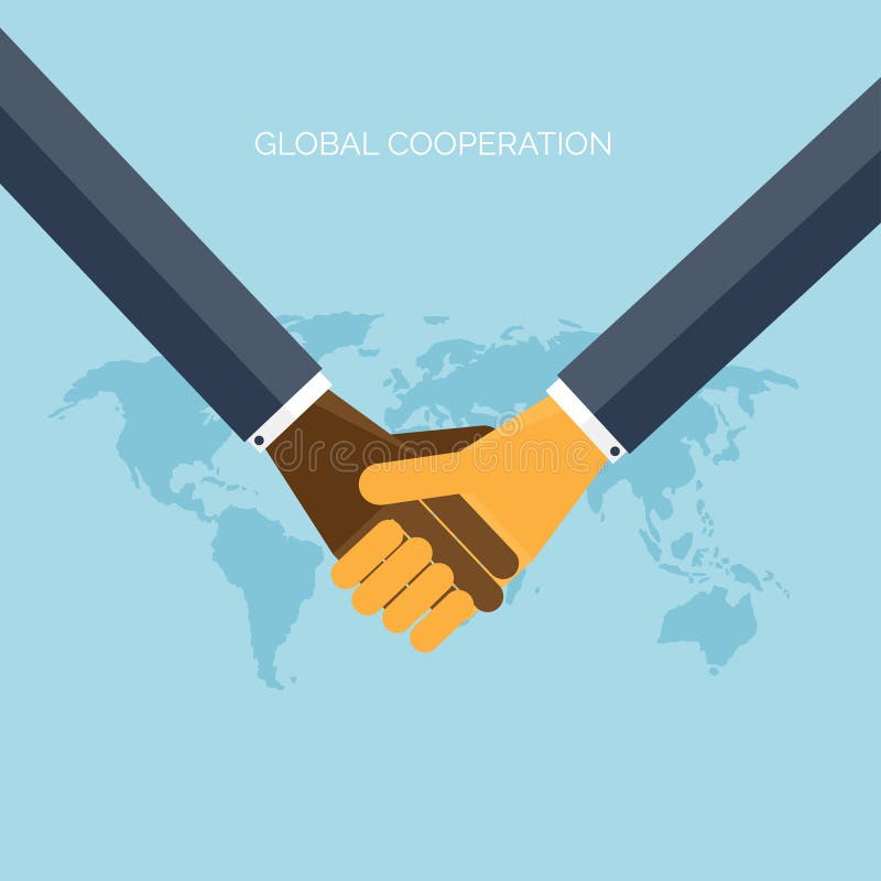 Handshake Around Earth Globe International Business Cooperation Stock ...