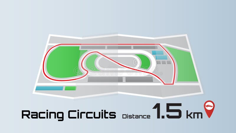 Flat Background of Location City Circuit Racetrack Map Fold Page ...