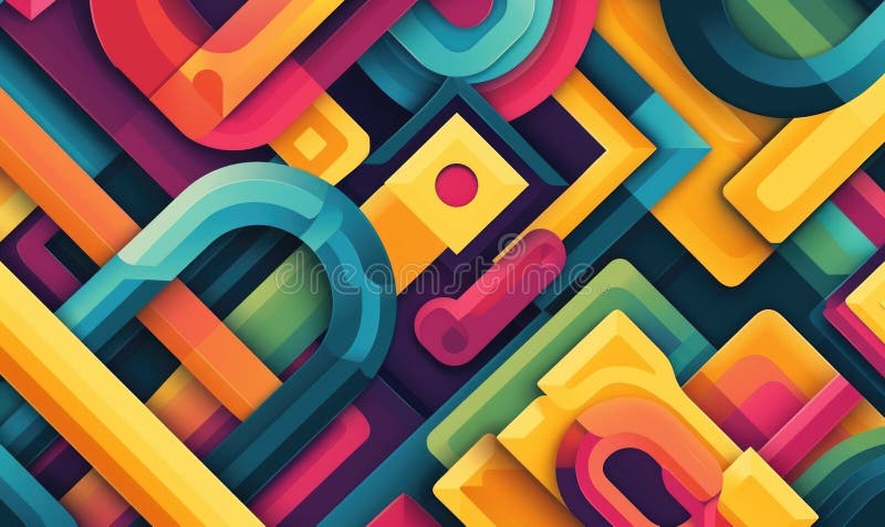 Flat Background with Multiply Colored Abstract Geometry Ornament Stock ...