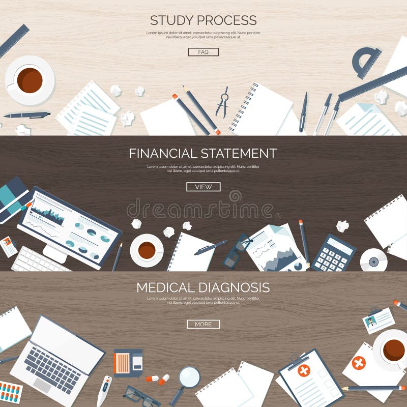 Flat Backgrounds Set. Study Process. Online Education. Web Courses,e ...