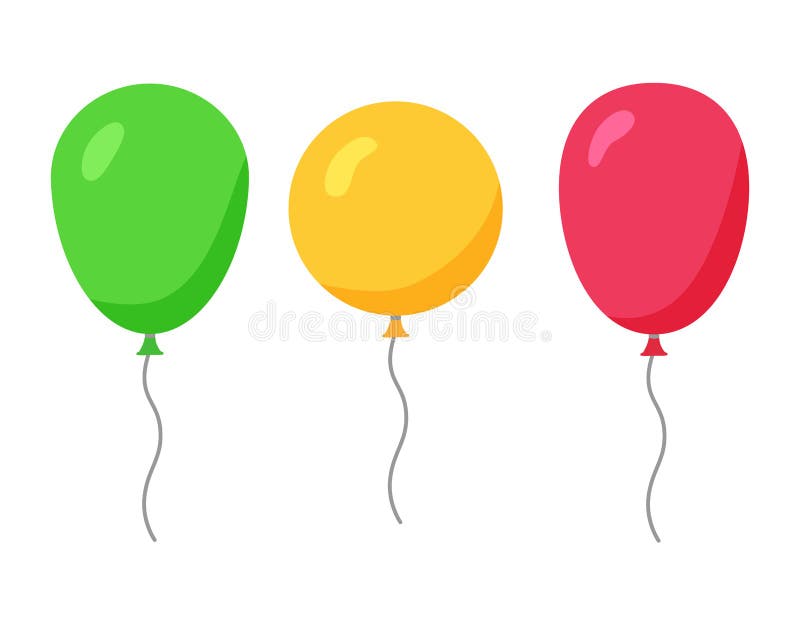 Flat Balloon Set, Cartoon Simple Vector Illustration Stock Vector ...