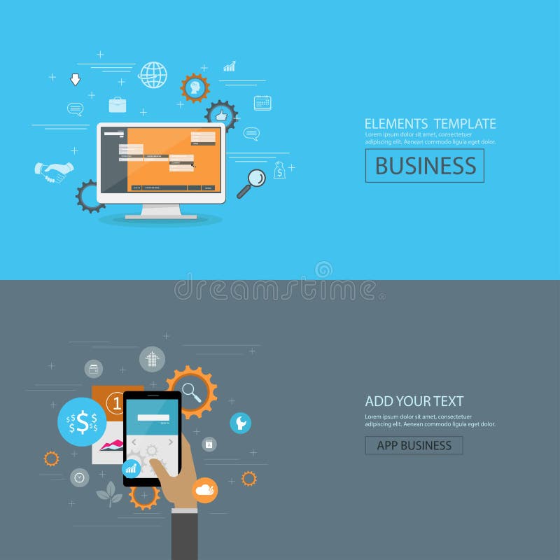 Flat Banners Design Concept for Business Social Network. Stock Vector ...