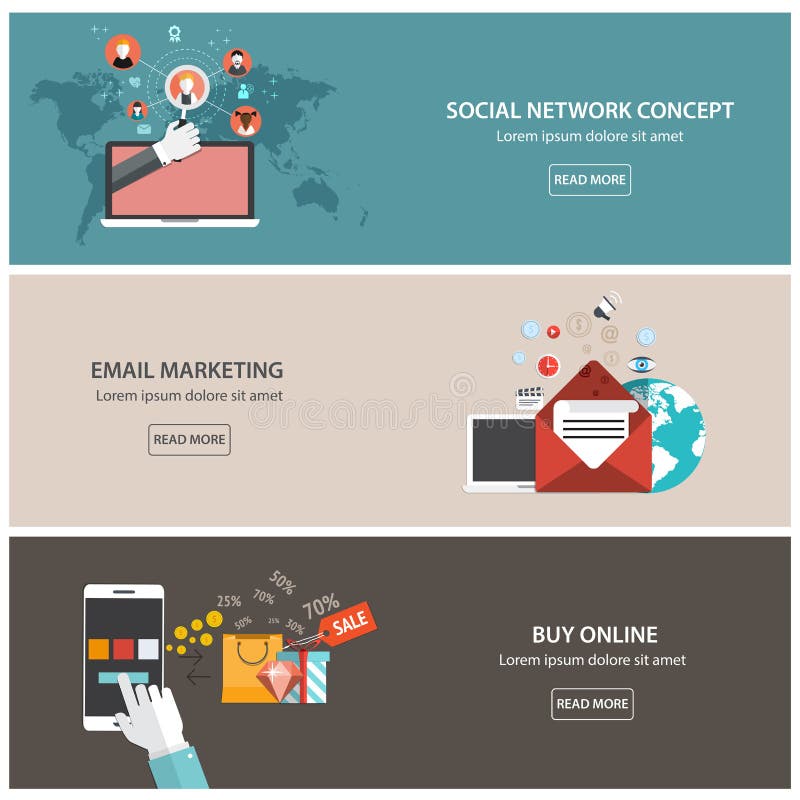 Flat Business Online Network on Device Application Stock Vector ...