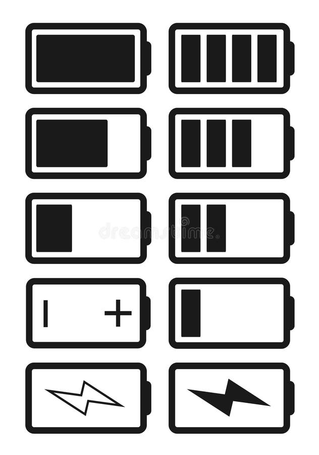 Flat Battery Icon Set, Battery Icon Vector Illustration – Vector Stock ...