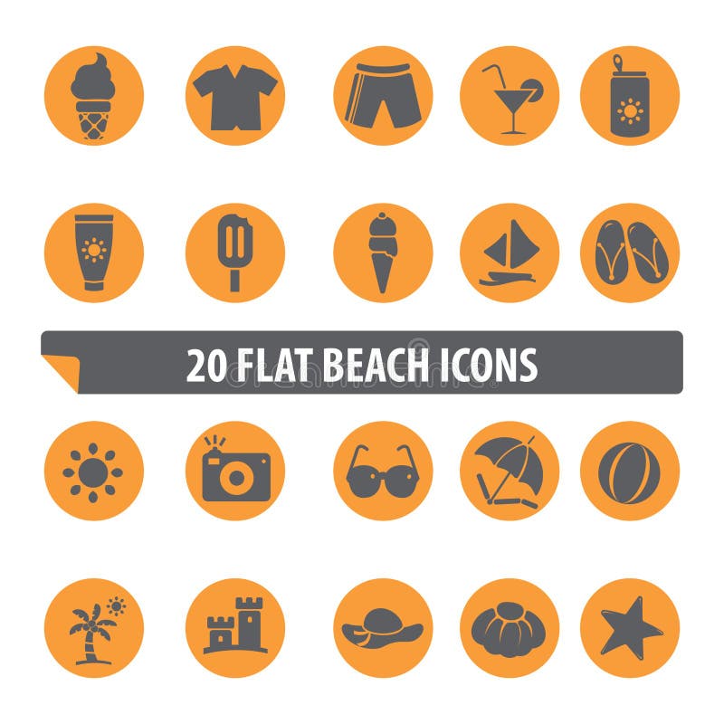 Flat Beach Icons. Vector Illustration Decorative Design Stock Vector ...