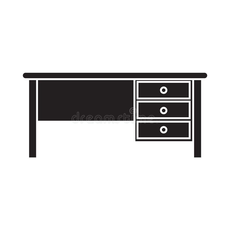 Flat black desk icon stock vector. Illustration of office - 106368132