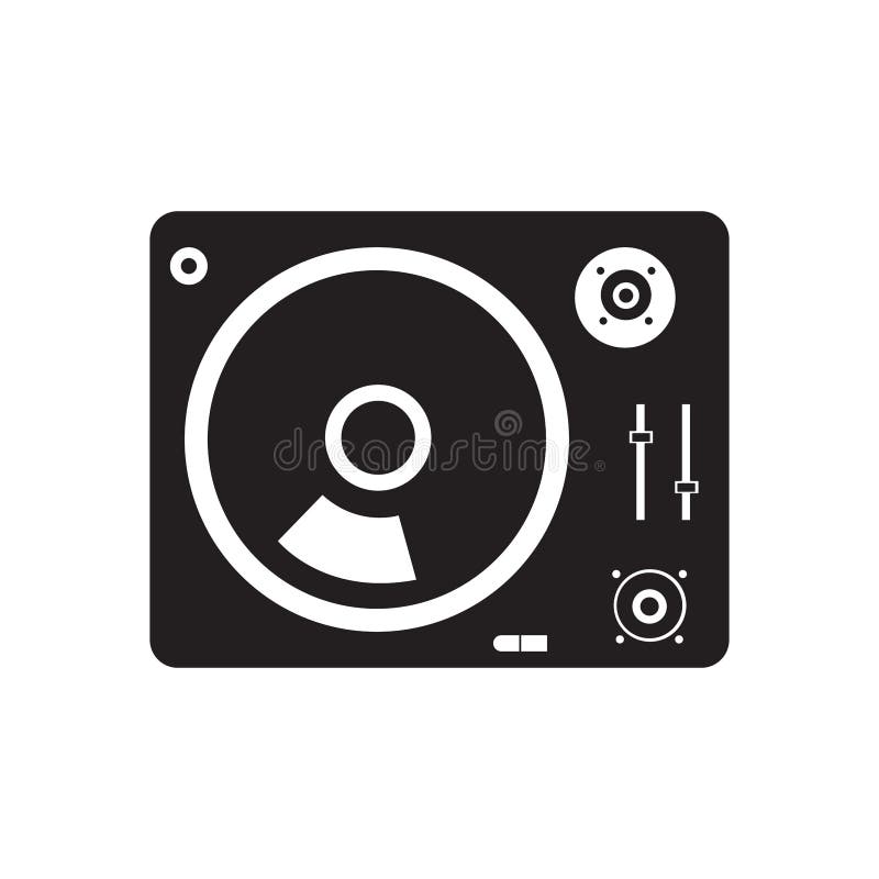 Flat black turntable stock vector. Illustration of flat - 261240103