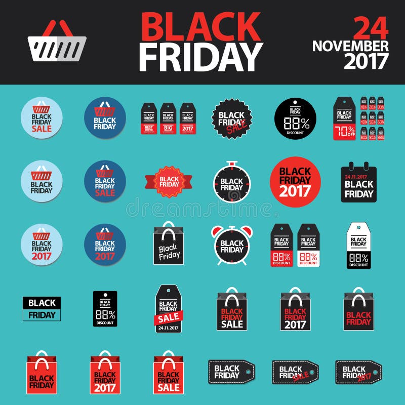 Flat Black Friday 2017 Element Illustrations Stock Illustration ...