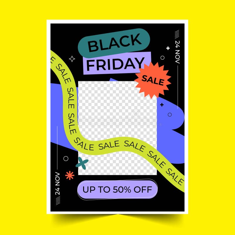 Flat Black Friday Poster Set Design Vector Stock Vector - Illustration ...