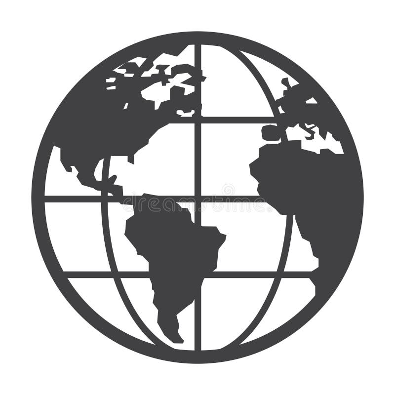 Flat black globe icon stock vector. Illustration of round - 104039386