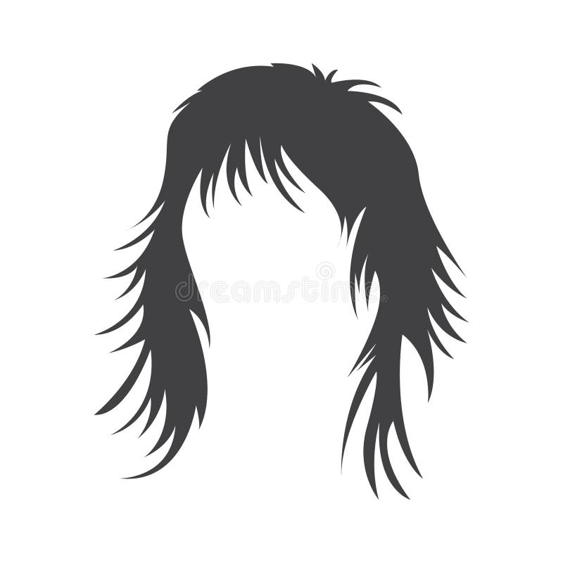 Flat Black Hairstyle Long Messy Stock Vector - Illustration of design ...